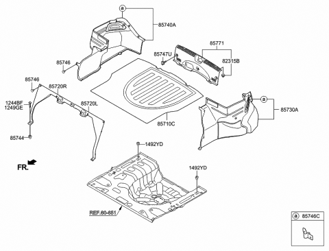 85701-3Y500-MC Genuine Hyundai Trim Assembly-Luggage Cover G
