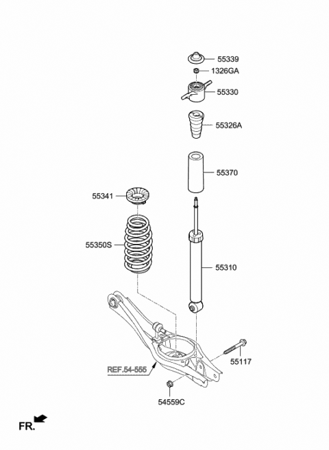 55310-G2BA0 Genuine Hyundai Rear Shock Absorber Assembly