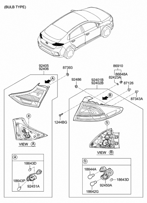 92403-G2250 Genuine Hyundai Lamp Assembly-Rear Comb Inside,LH
