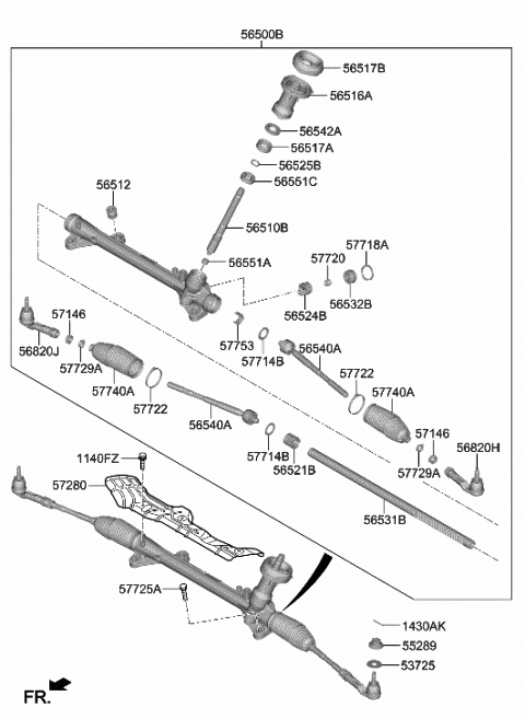 56500-G2500 Genuine Hyundai Gear Assembly-Steering