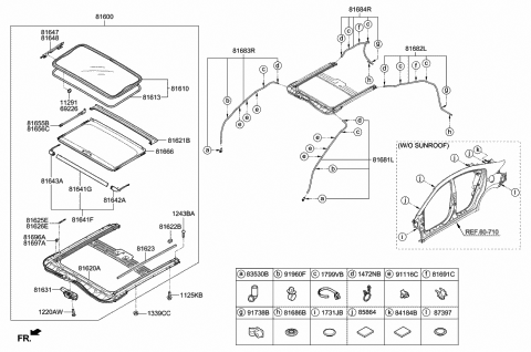 81649-A7000 Genuine Hyundai Stopper-Sunroof