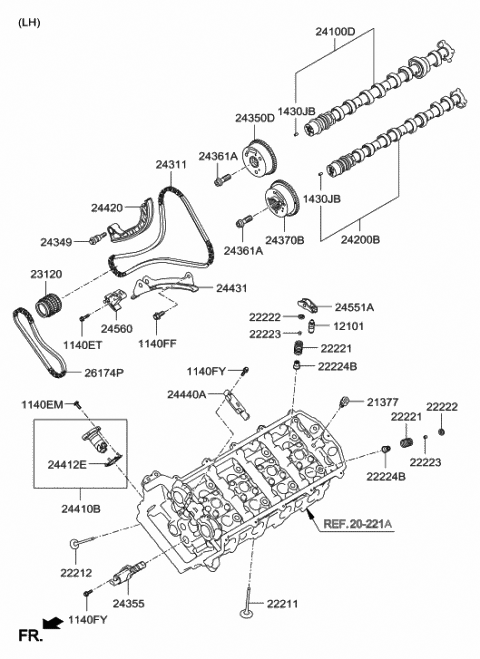 24100-3F400 Genuine Hyundai Camshaft Assembly-Intake,LH
