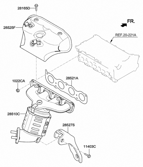 28510-2E000 Genuine Hyundai Exhaust Manifold Catalytic Assembly