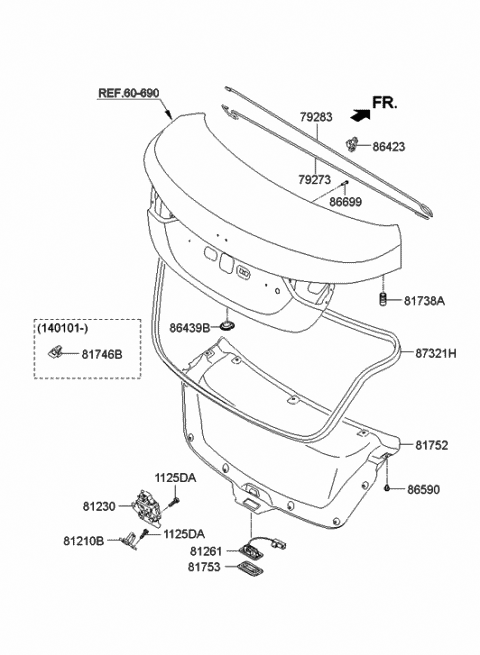 81266-3X000 - Genuine Hyundai COVER-TRUNK LID TRIM BLANKING