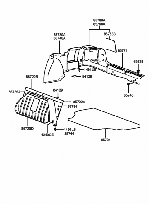 85750-38000-AQ Genuine Hyundai Trim Assembly-Luggage Rear,LH