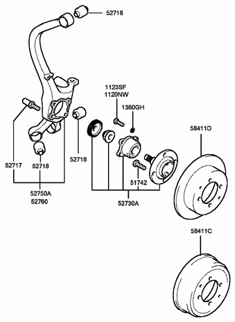 52730-38000 Genuine Hyundai Rear Wheel Hub And Bearing Assembly