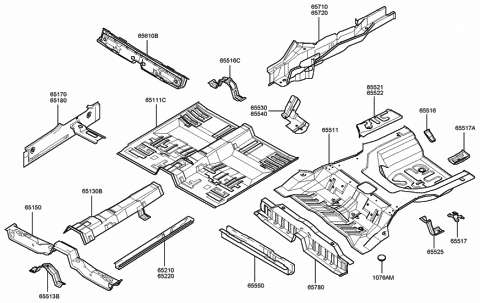 65541-38100 Genuine Hyundai Panel Assembly-Rear Floor Side,RH