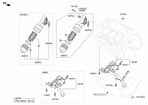 26300-3LAA0 Genuine Hyundai Oil Filter Complete Assembly