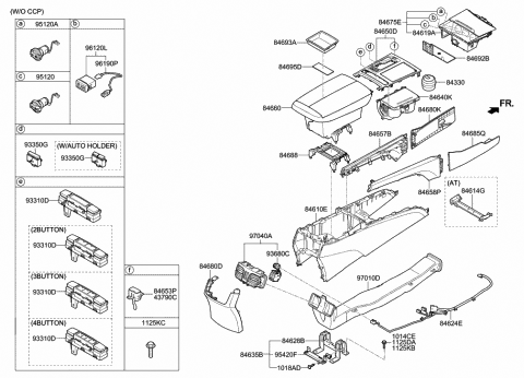 93310-B1000-4X Genuine Hyundai Switch Assembly-Console