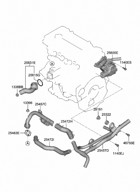 25631-2M010 Genuine Hyundai Fitting Assembly-Water Inlet