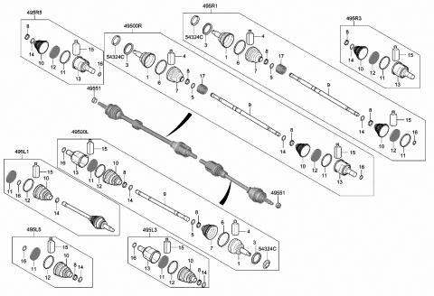 49500-K2040 Genuine Hyundai Shaft Assembly-Drive,LH