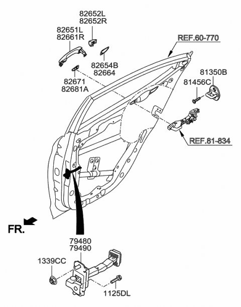 82652-F2050 Genuine Hyundai Cover-Front Door Outside Handle LH