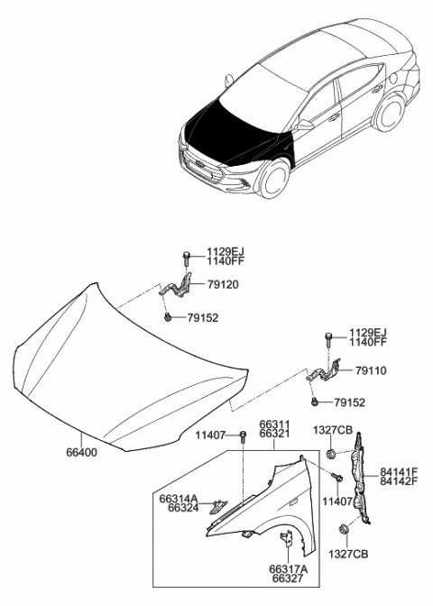 66320-F2000 Genuine Hyundai Panel-Fender,RH