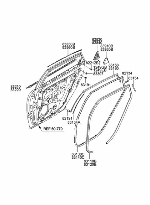 83830-3L000 Genuine Hyundai Moulding Assembly-Rear Door Delta,LH