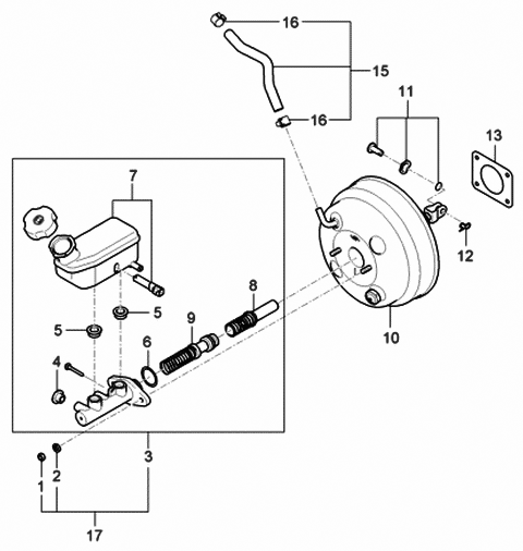 58500-4D500 Genuine Hyundai Booster & Master Cylinder Assembly