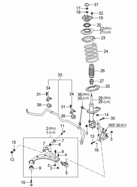 54584-4D000 Genuine Hyundai Bush-Front Lower Arm(G)