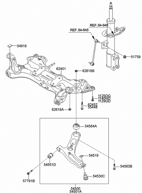 54530-3X000 Genuine Hyundai Ball Joint Assembly-Lower Arm
