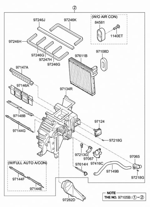 97139-3X000 Genuine Hyundai CORE & SEAL ASSEMBLY-EVAPORATOR