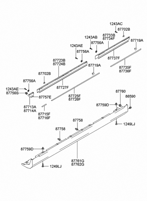 Body Side Moulding - 2001 Hyundai Sonata New Body Style