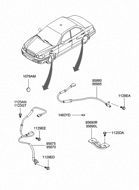 95670-38000 Genuine Hyundai Sensor-Abs Front Wheel ,LH