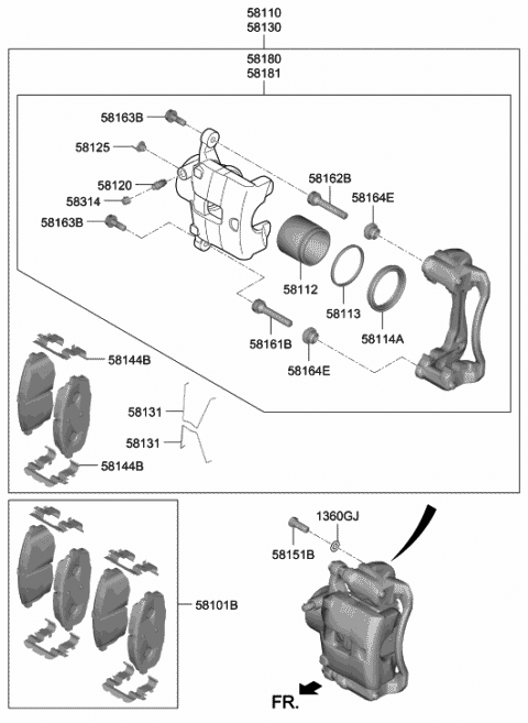 58101-J9A00 Genuine Hyundai Front Disc Brake Pad Kit