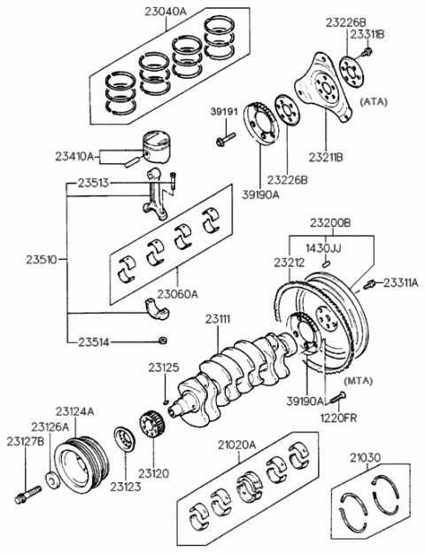 23110-23220 Genuine Hyundai Crankshaft Assembly