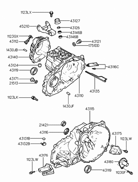 43111-28003 Genuine Hyundai Case Assembly-Transmission