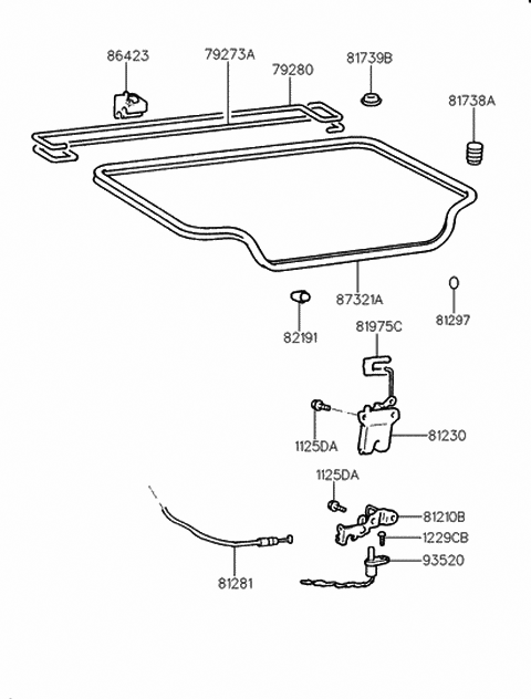 79283-29500 Genuine Hyundai Bar-Trunk Lid Hinge Torsion RH