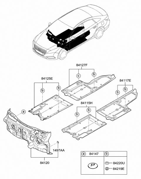 84145-E6000 Genuine Hyundai Under Cover Assembly-Floor Front,RH