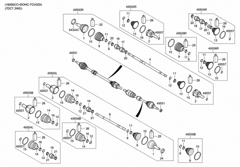 495L3-F2750 Genuine Hyundai Joint Kit-FR Axle Diff Side,LH