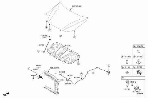 81130-F2500 Genuine Hyundai Latch Assembly-Hood