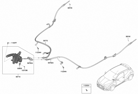 59760-K9000 Genuine Hyundai Cable Assembly-Parking Brake,LH