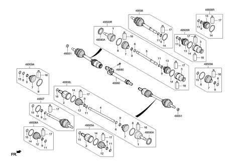 49501-K9100 Genuine Hyundai Shaft Assembly-Drive,RH
