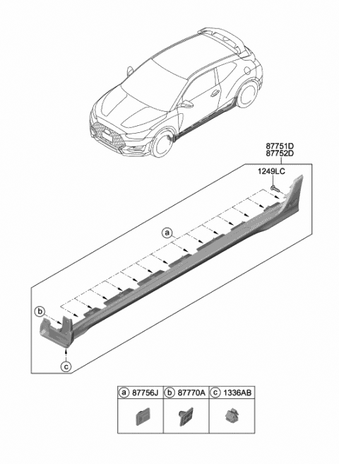 87751-K9000 Genuine Hyundai Moulding Assembly-Side Sill,LH