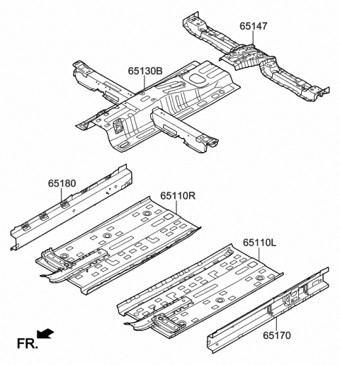 65180-G3000 Genuine Hyundai Panel Assembly-Side Sill Inner,RH