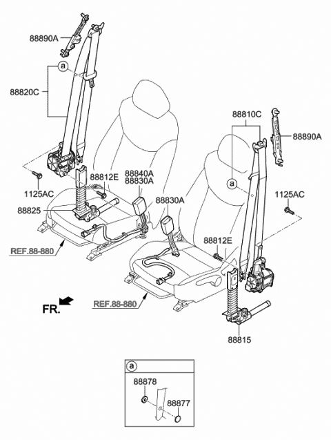 88841-F2000-TRY Genuine Hyundai Seat Belt PRETENSIONER,RH