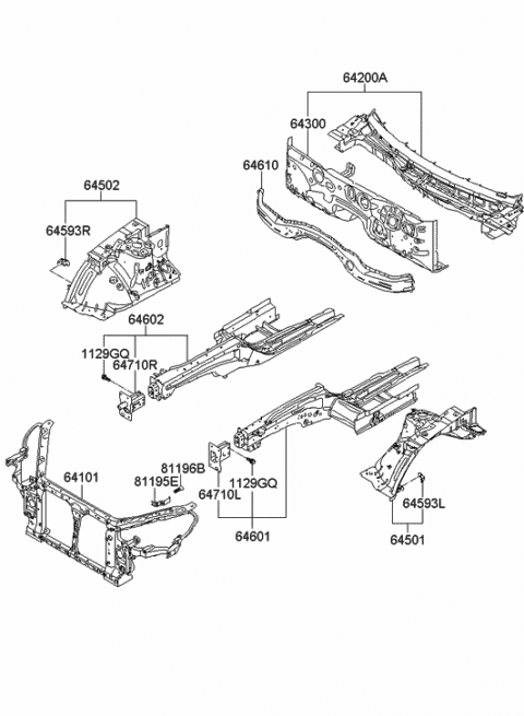 Fender Apron & Radiator Support Panel - 2012 Hyundai Genesis Coupe Old ...