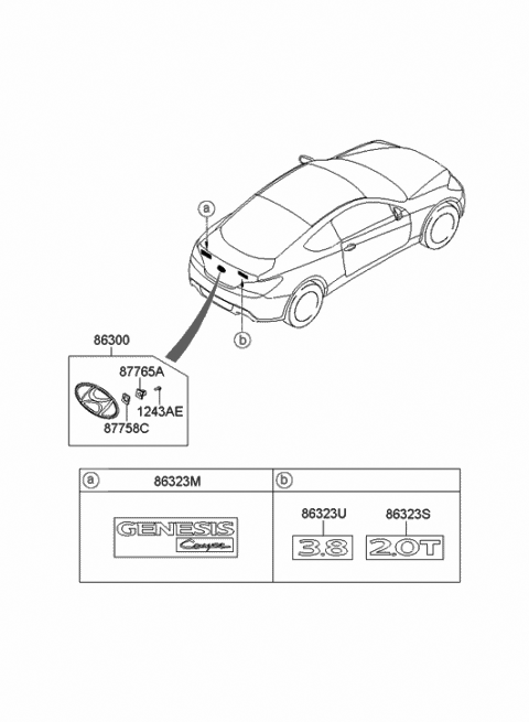 86311-2M100 Genuine Hyundai 2.0 T Emblem
