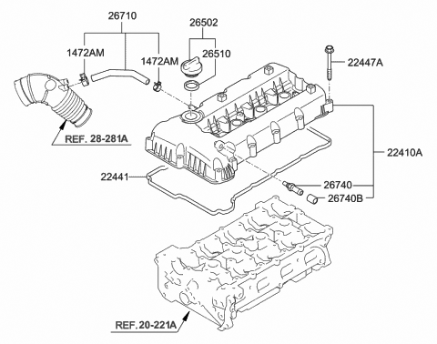 26710-2C400 Genuine Hyundai Hose Assembly-Breather