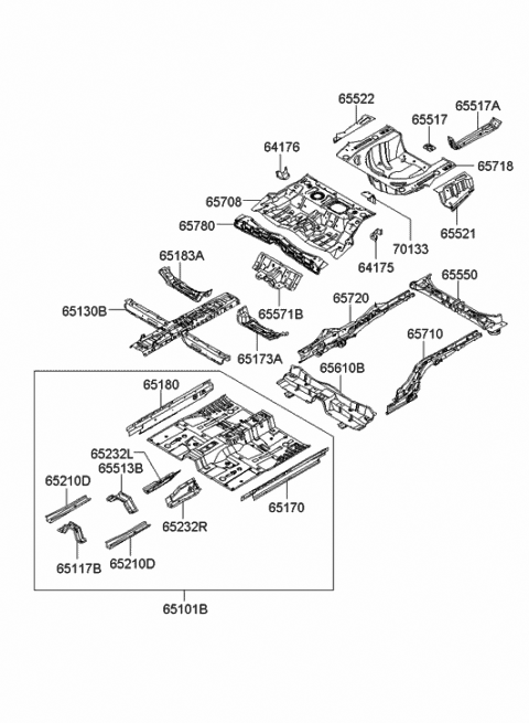 65180-3K100 Genuine Hyundai Panel Assembly-Side Sill Inner,RH