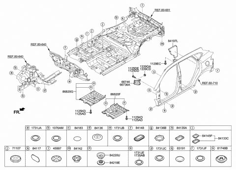 84147-D3500 Genuine Hyundai Under Cover-RR,RH