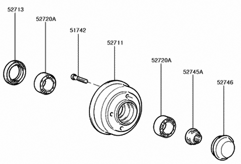 Rear Wheel Hub - 1990 Hyundai Excel