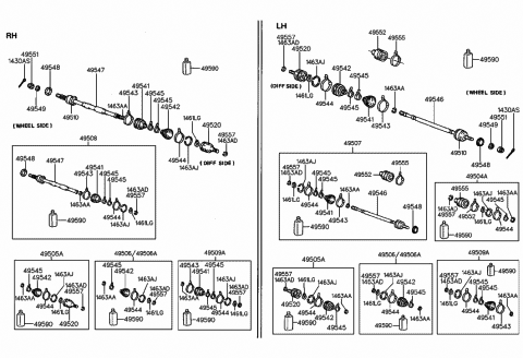 49507-24A01 Genuine Hyundai Joint & Shaft Kit-Front Axle W