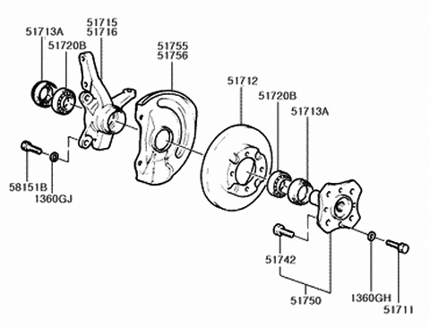 Front Axle Hub - 1990 Hyundai Excel