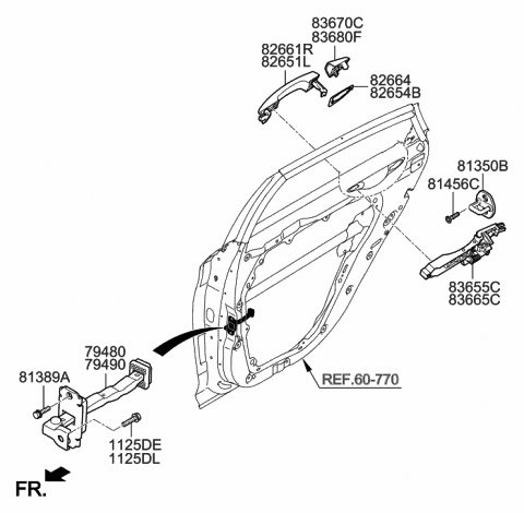 82651-C1000 Genuine Hyundai Door Handle Assembly, Exterior, Left