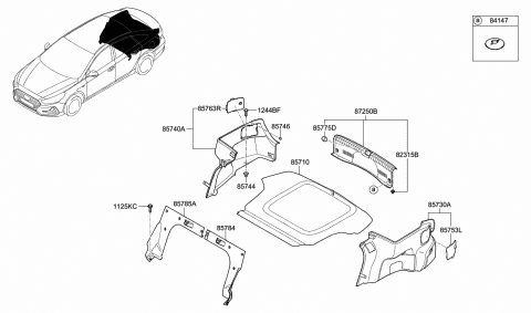 85740-C2500-TRY Genuine Hyundai Trim Assembly-Luggage Side RH