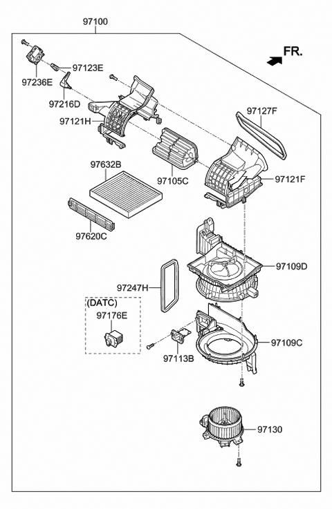 97111-C2010 Genuine Hyundai Case-Blower,Upper