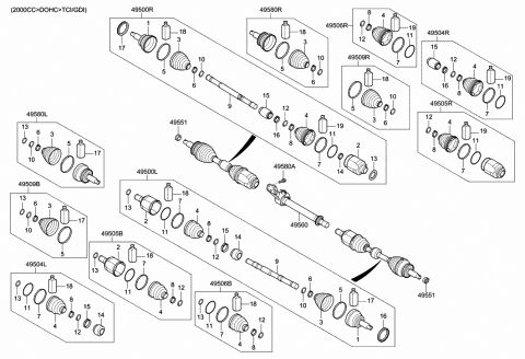 49581-C1330 Genuine Hyundai Boot Kit-Front Axle Wheel Side,LH