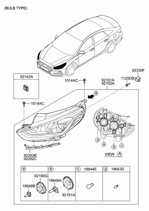 92101-C2600 - Genuine Hyundai LAMP ASSEMBLY-HEAD,LH
