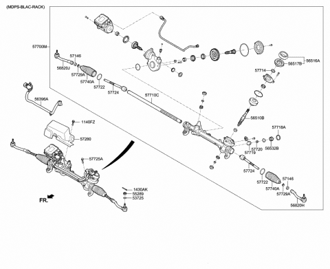 57719-C1170 Genuine Hyundai Yoke Assembly-Rack Support